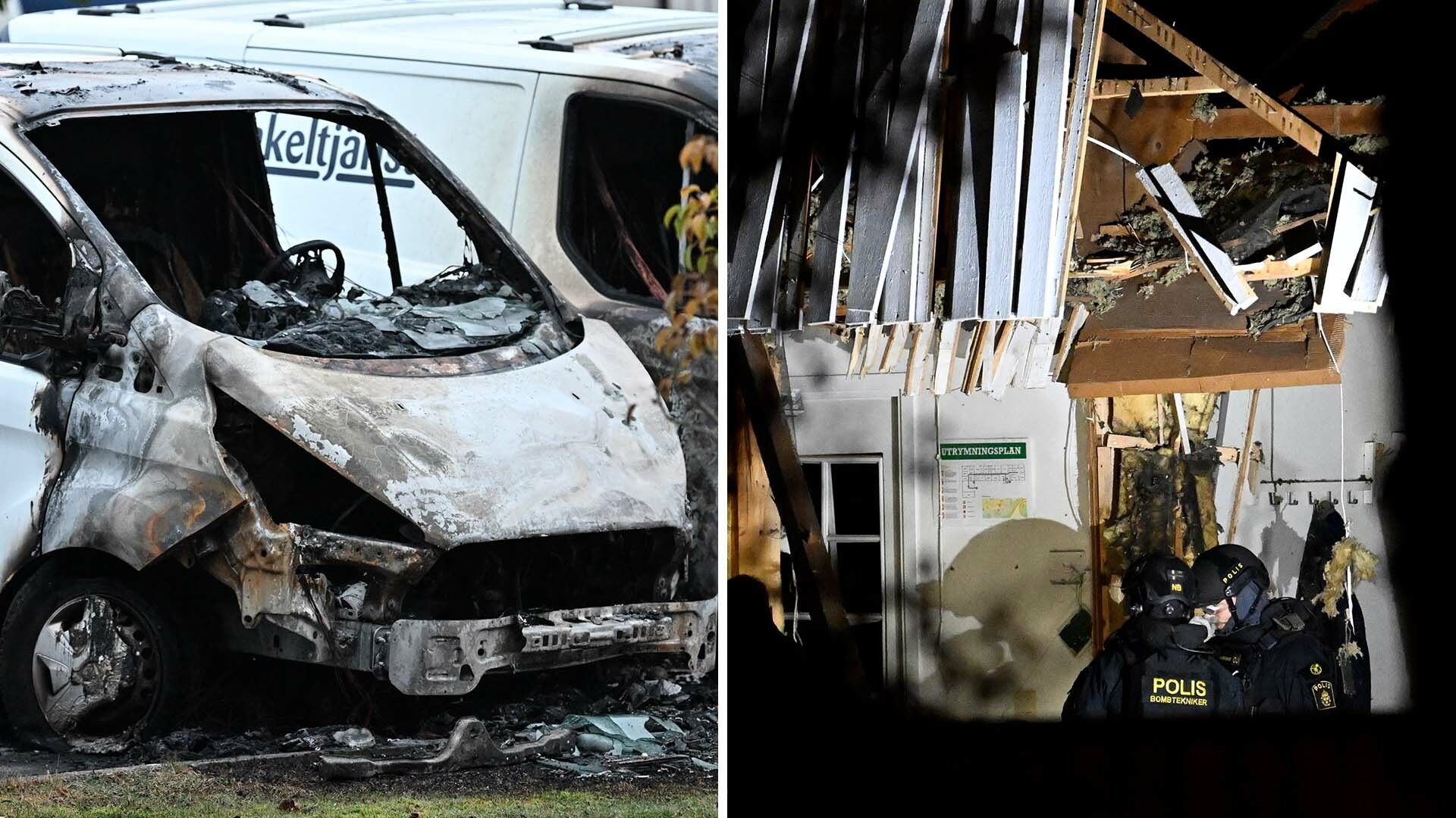 Explosion vid företag i Helsingborg – bilar i brand