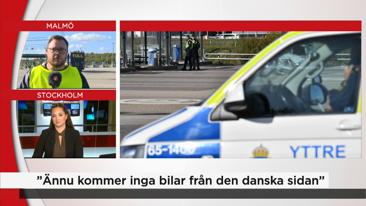 "Ännu inga bilar från Danmark" - TV4:s reporter på plats ...