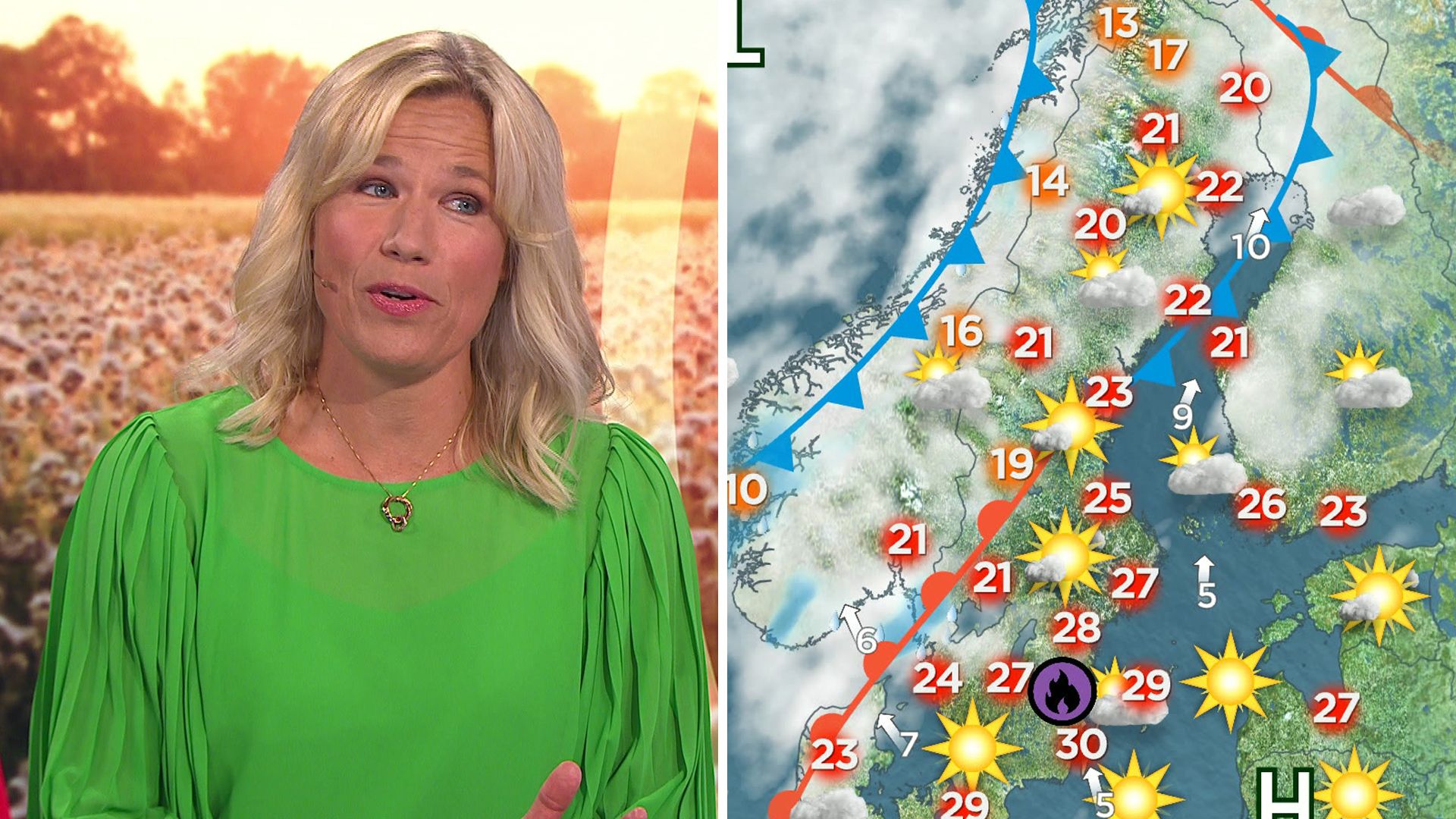 Värmen på blixtvisit under torsdagen – svalare till helgen