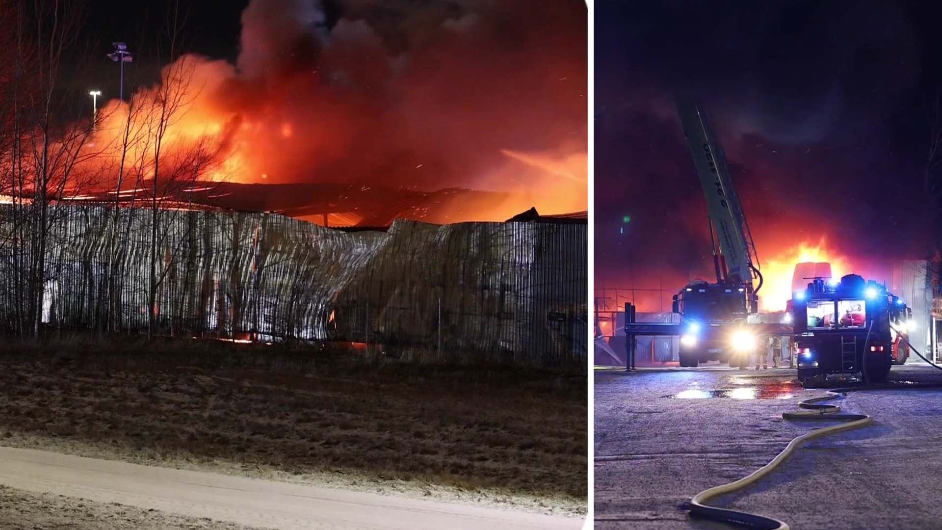 Stor brand i industrilokal – VMA utfärdat i Uppsala