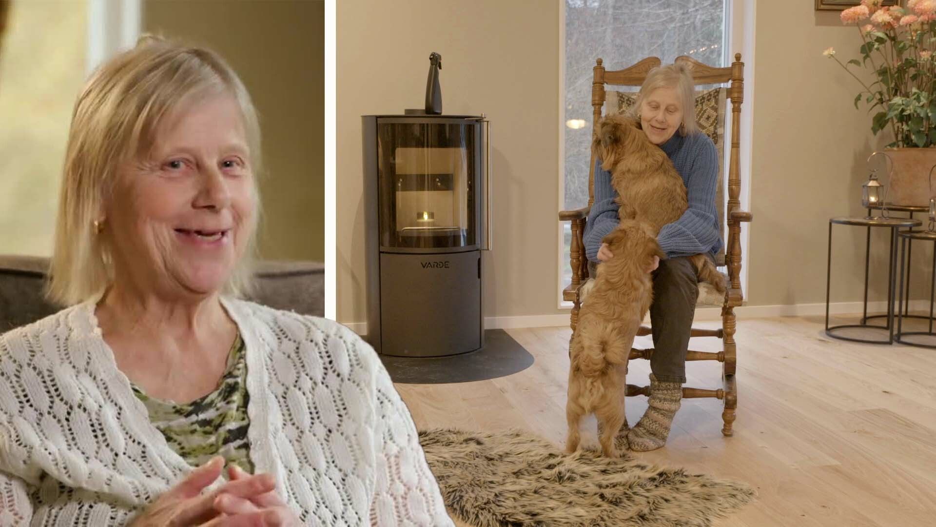 Irma Lehtosalo får se resultatet av nya huset första gången