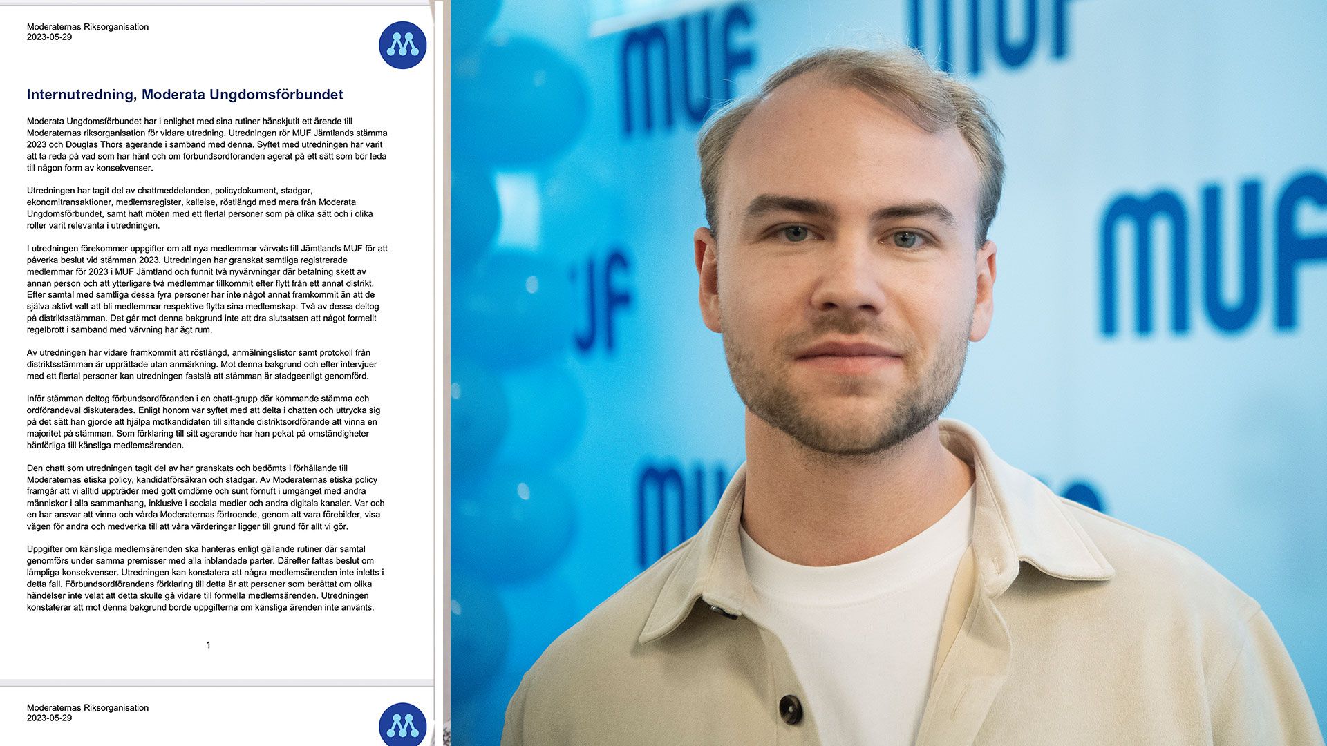 Internutredning om Muf friar Douglas Thor: ”Genomgripande”