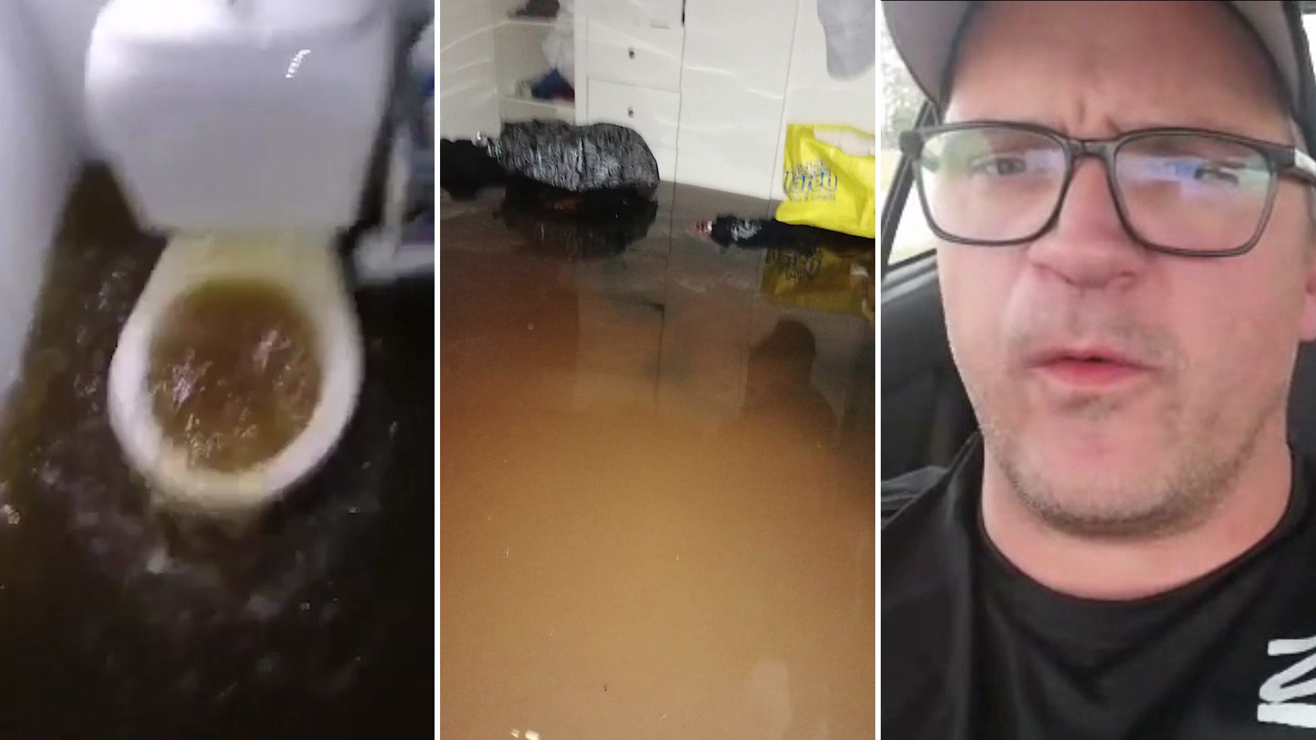 Andreas hem fylldes brunt vatten