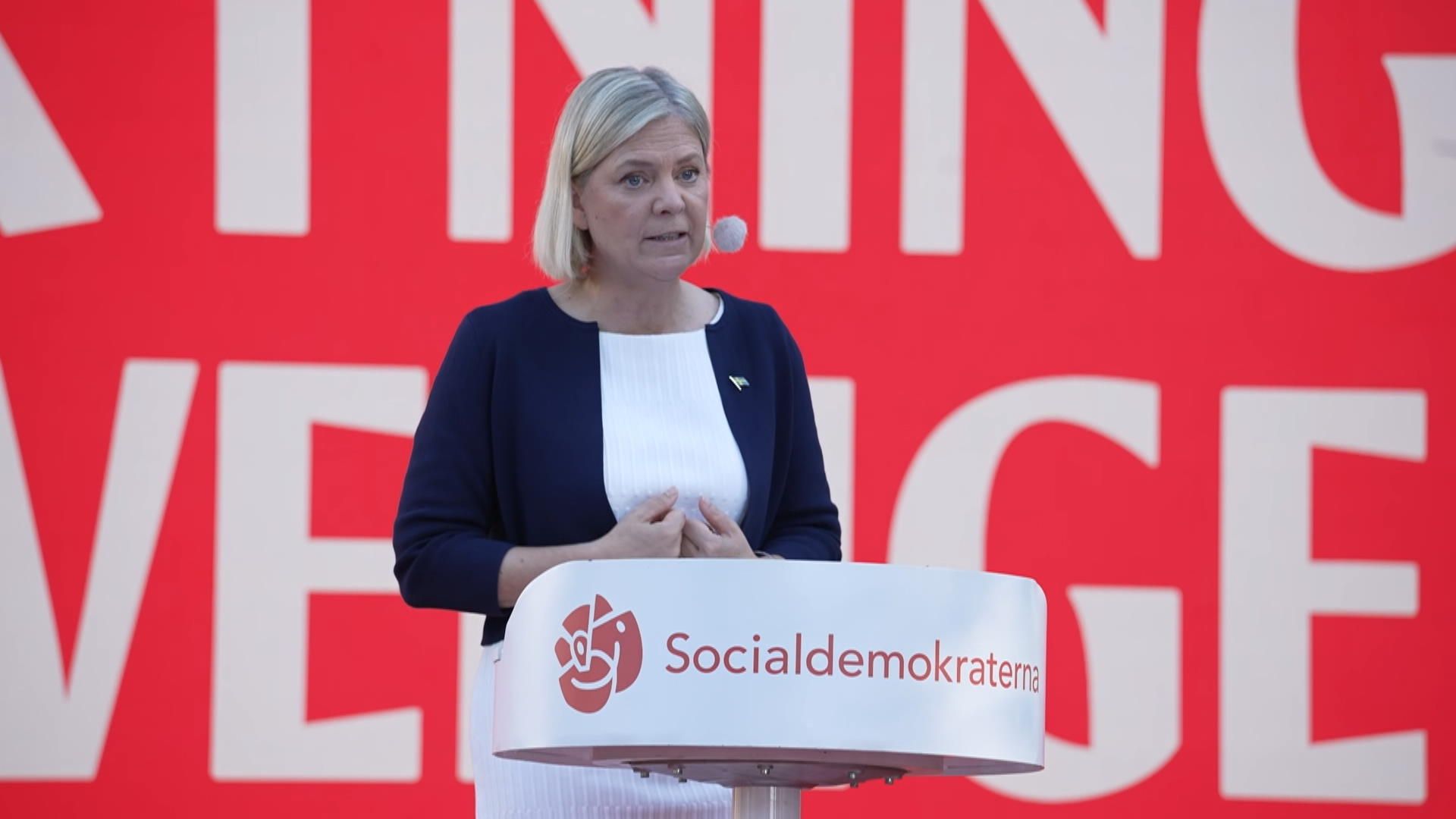 Magdalena Andersson håller Almedelstal